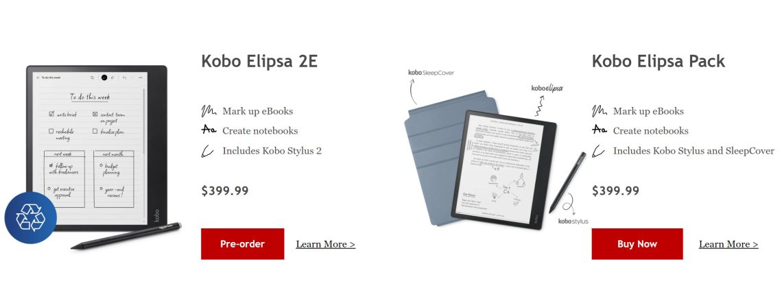 Differences Between Kobo Elipsa 2E and Kobo Elipsa Pack